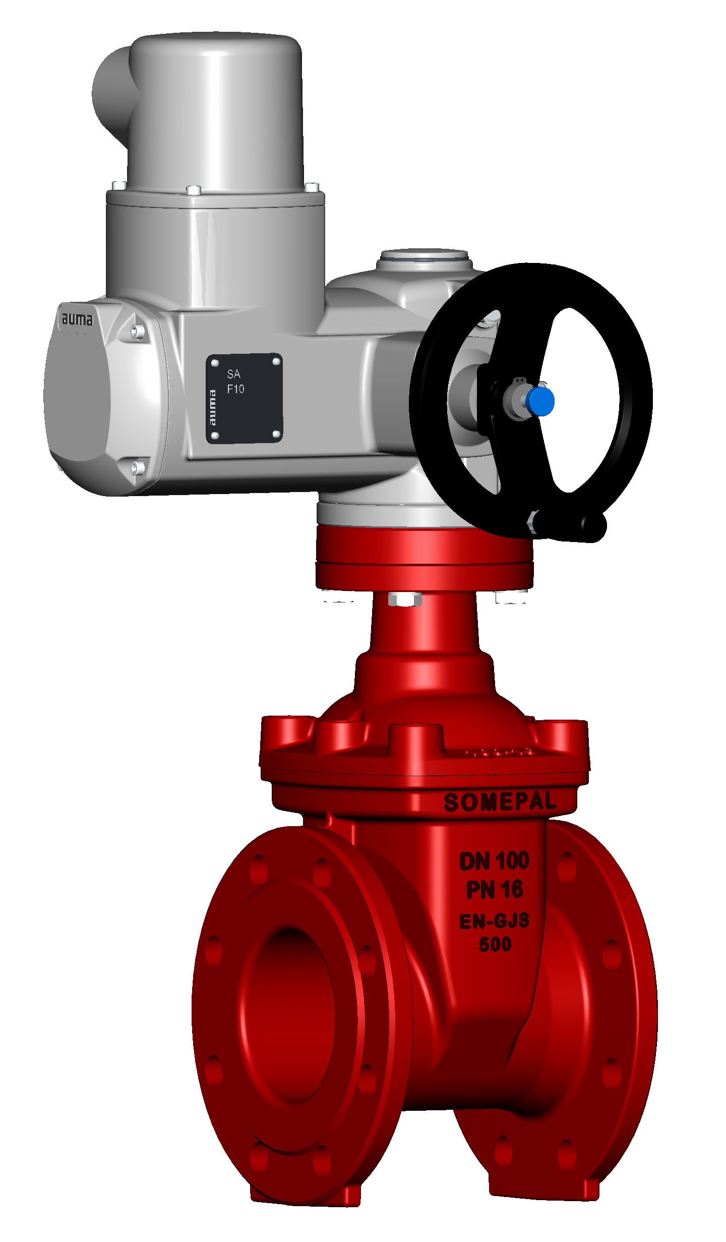 Válvula con eje en acero inoxidable - Serie 14 - Auma - DN 65 - rojo ...