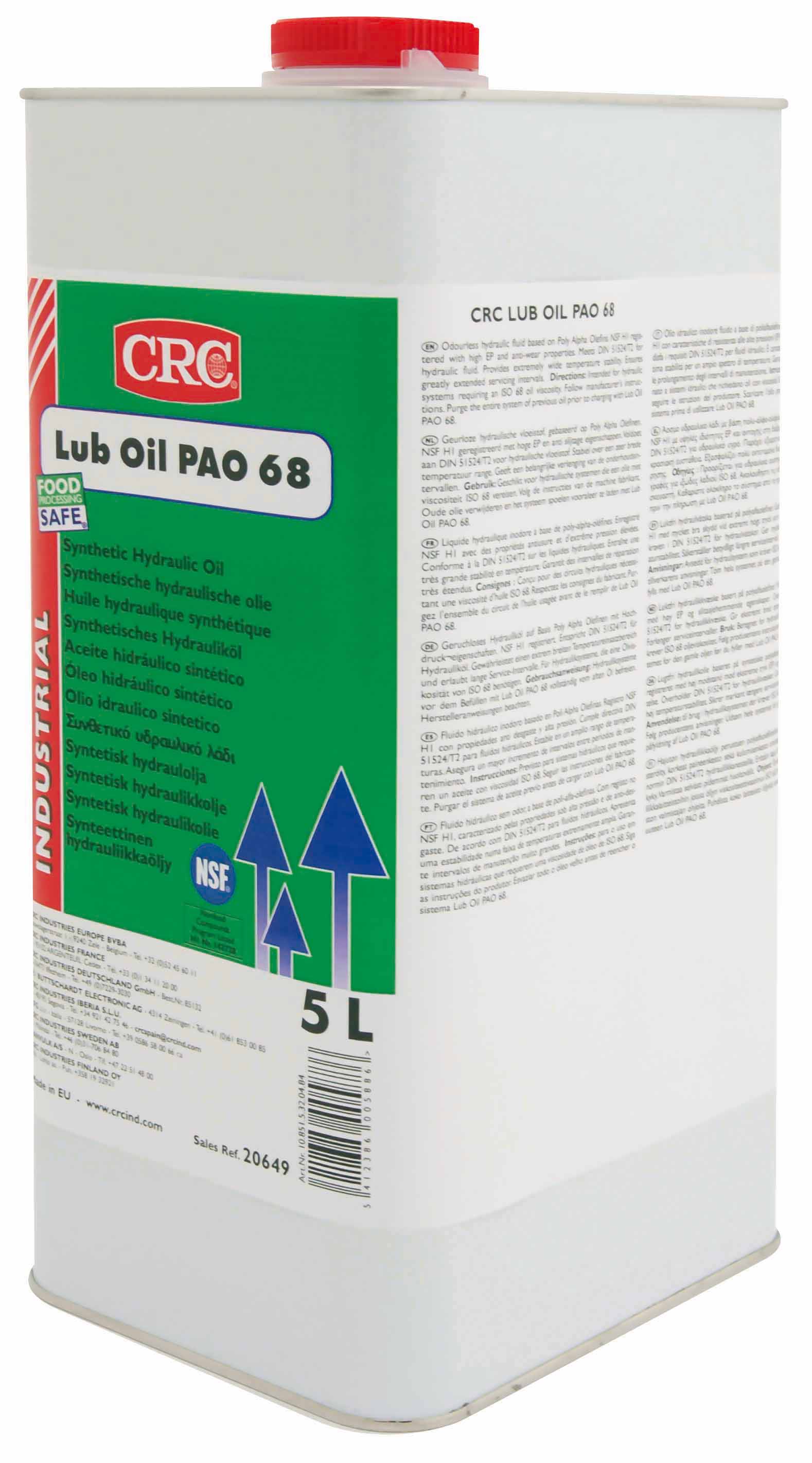 LUB OIL PAO 68 FPS - Aceite sintético PAO para equipos hidráulicos - 20 ...